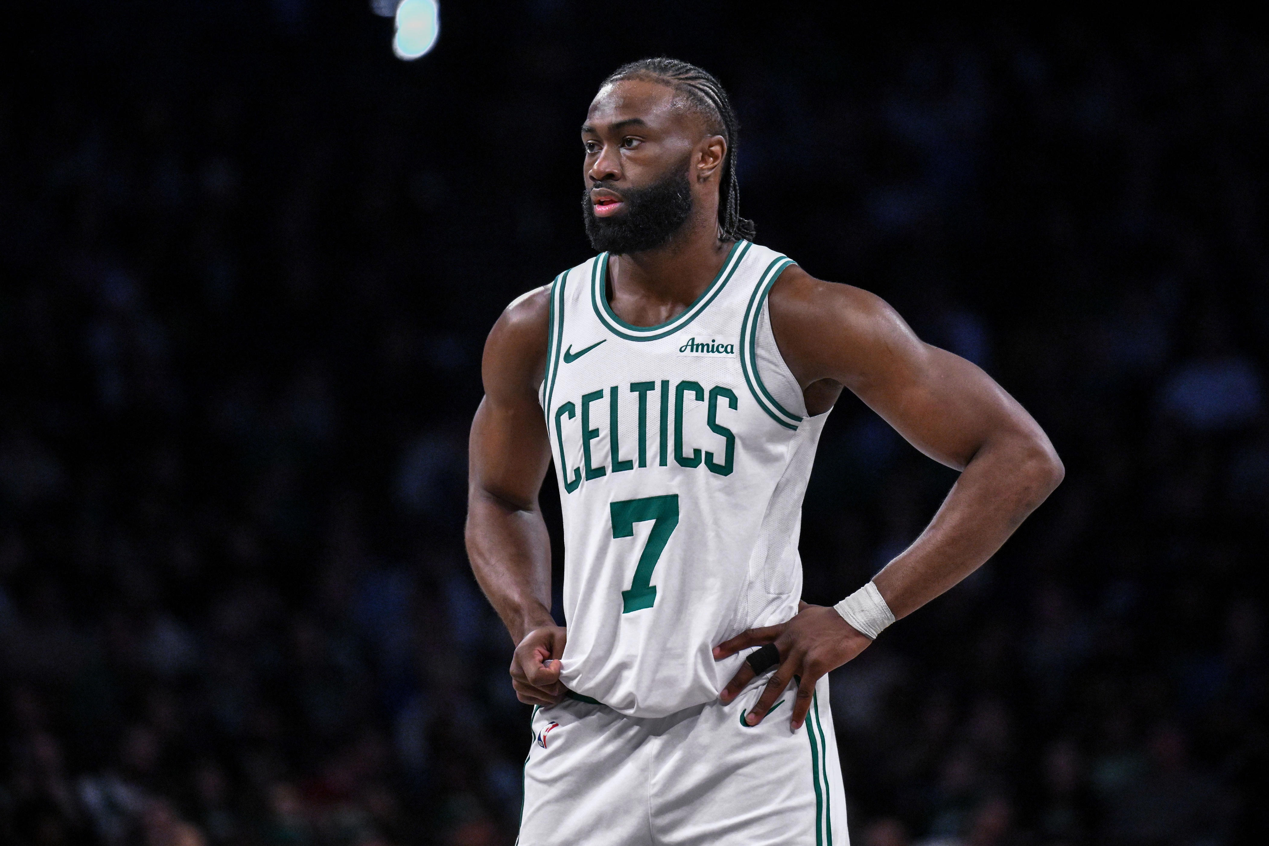 Star Boston Celtics forward Jaylen Brown is back on a basketball court