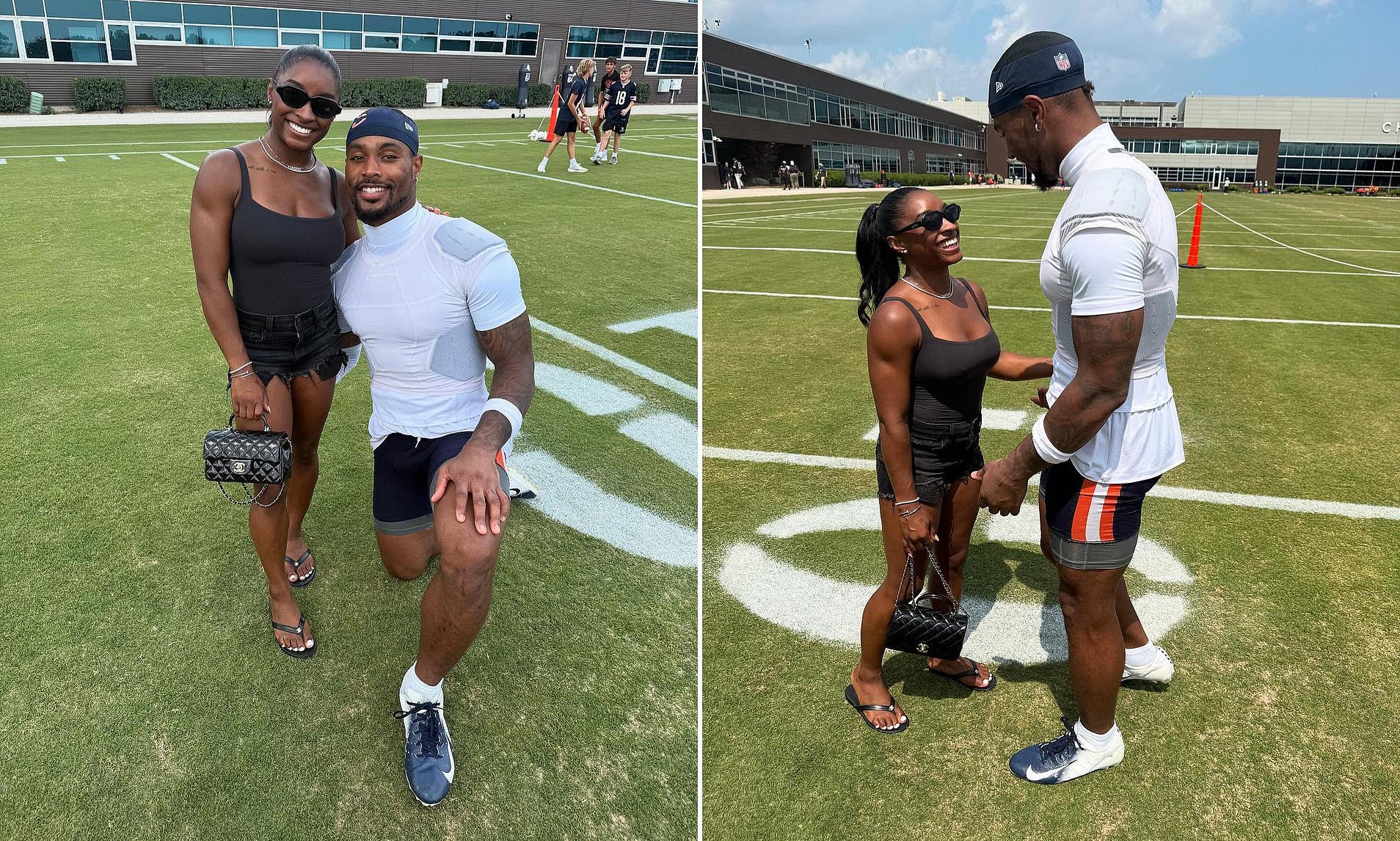 Simone Biles turns up at Bears practice to support husband... days ...