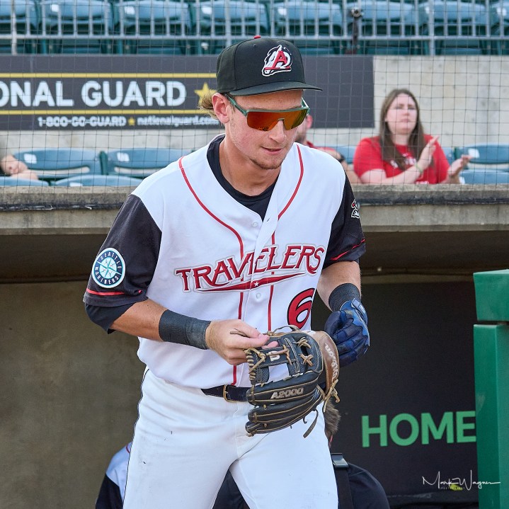 Top prospect Colt Emerson flashes defense, power in Travelers debut