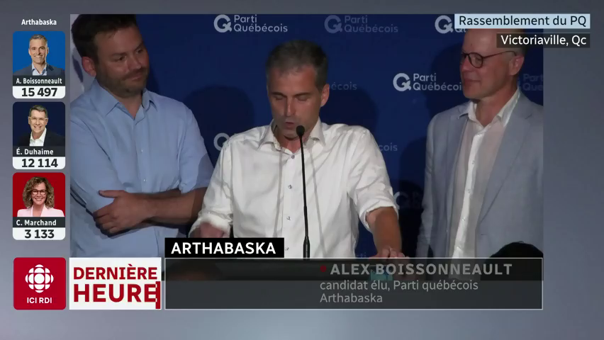 Discours d'Alex Boissonneault : le PQ remporte l'élection partielle