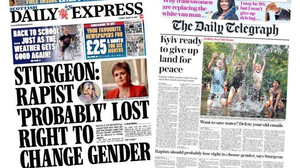 Scotland's papers: Sturgeon on rapist's gender and Trump's Putin summit