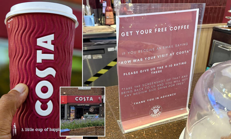 Costa Coffee accused of being 'shameless' after promising free drinks ...