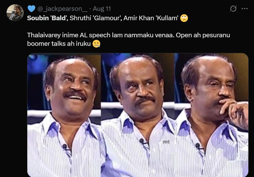 Rajinikanth called out for body-shaming Coolie co-stars Soubin Shahir ...