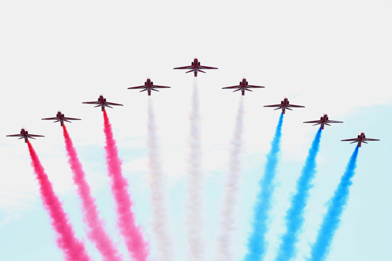 Red Arrows route as they fly over East Midlands, plus timings for Devon ...