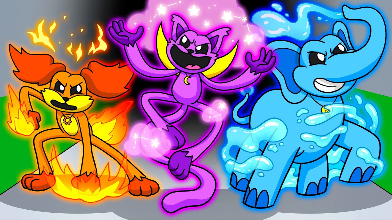 Poppy Playtime, but they're elemental! (Cartoon animation)