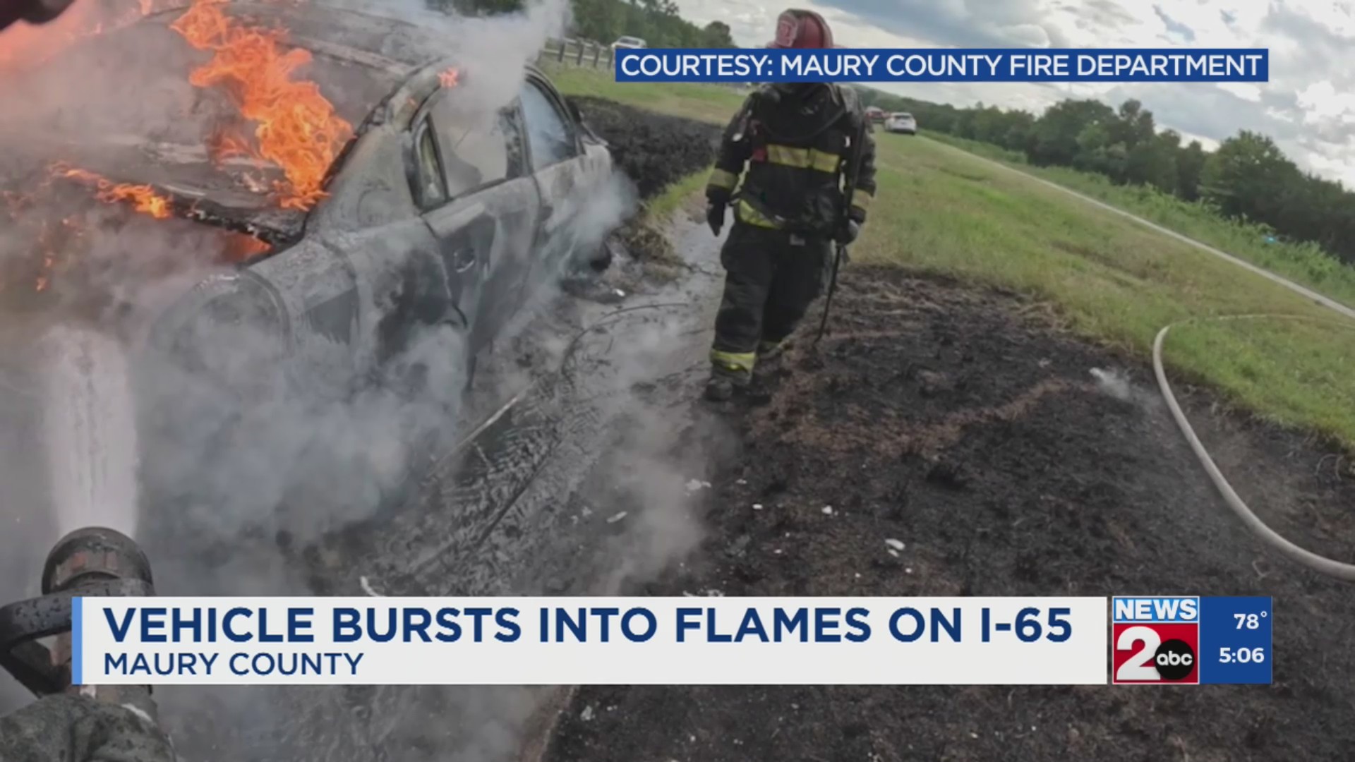 Vehicle burst into flames on I-65