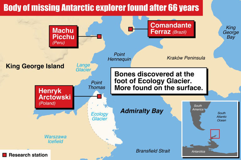 Body of missing Antarctic explorer found after 66 years as brother says ...
