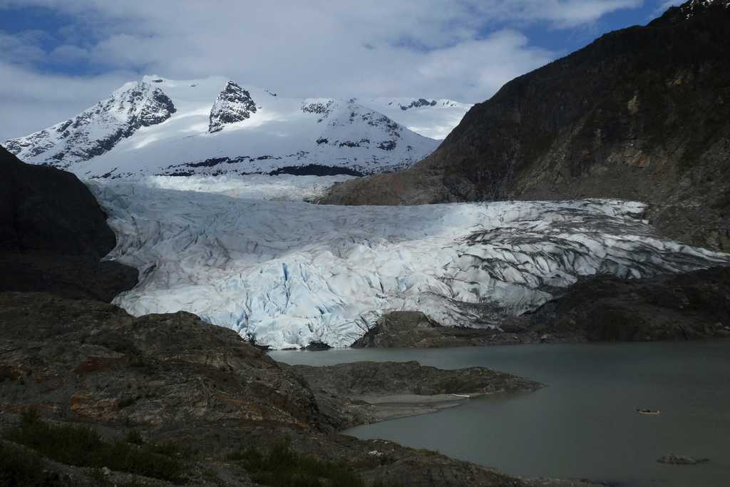 Ice dam at Alaska glacier releases floodwater toward downstream homes