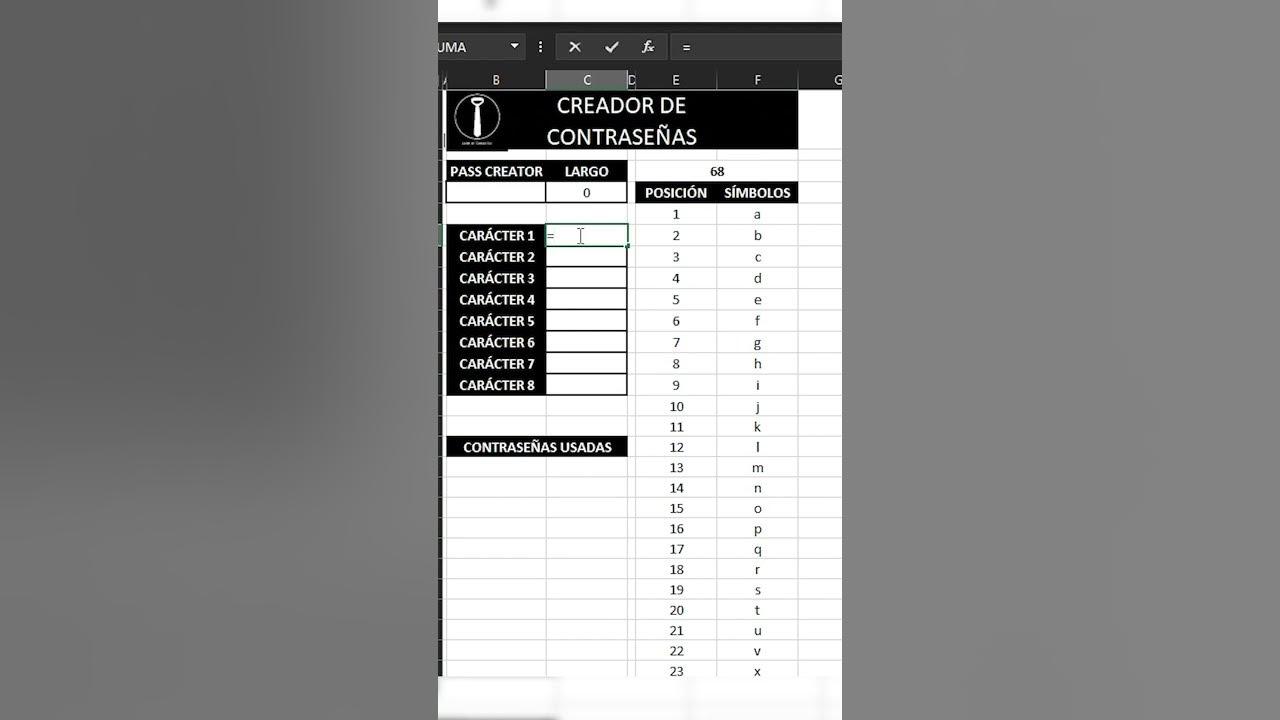 Crear un generador de contraseñas aleatorias en Excel con fórmulas