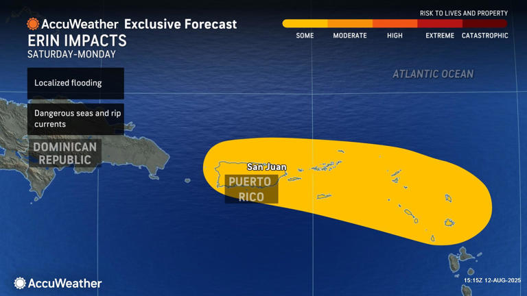 Forecast shows Tropical Storm Erin will hit Puerto Rico as hurricane: Live