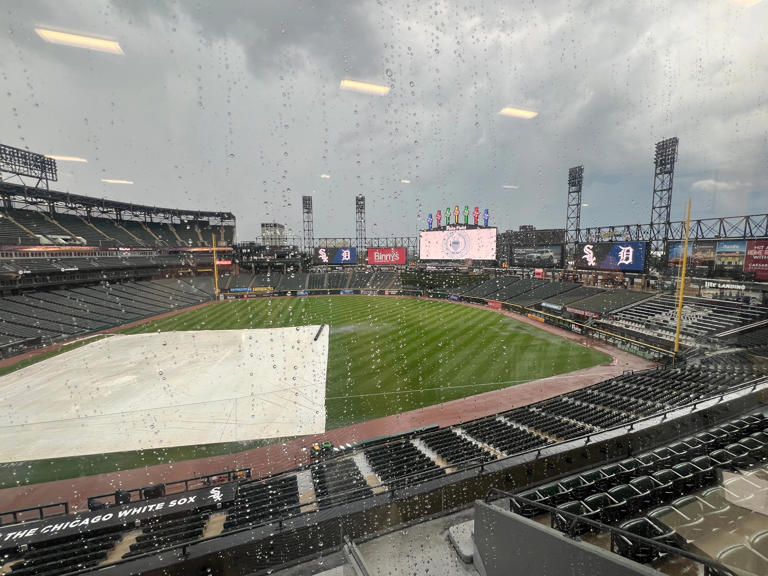 Detroit Tigers in rain delay vs. Chicago White Sox at Rate Field. When ...