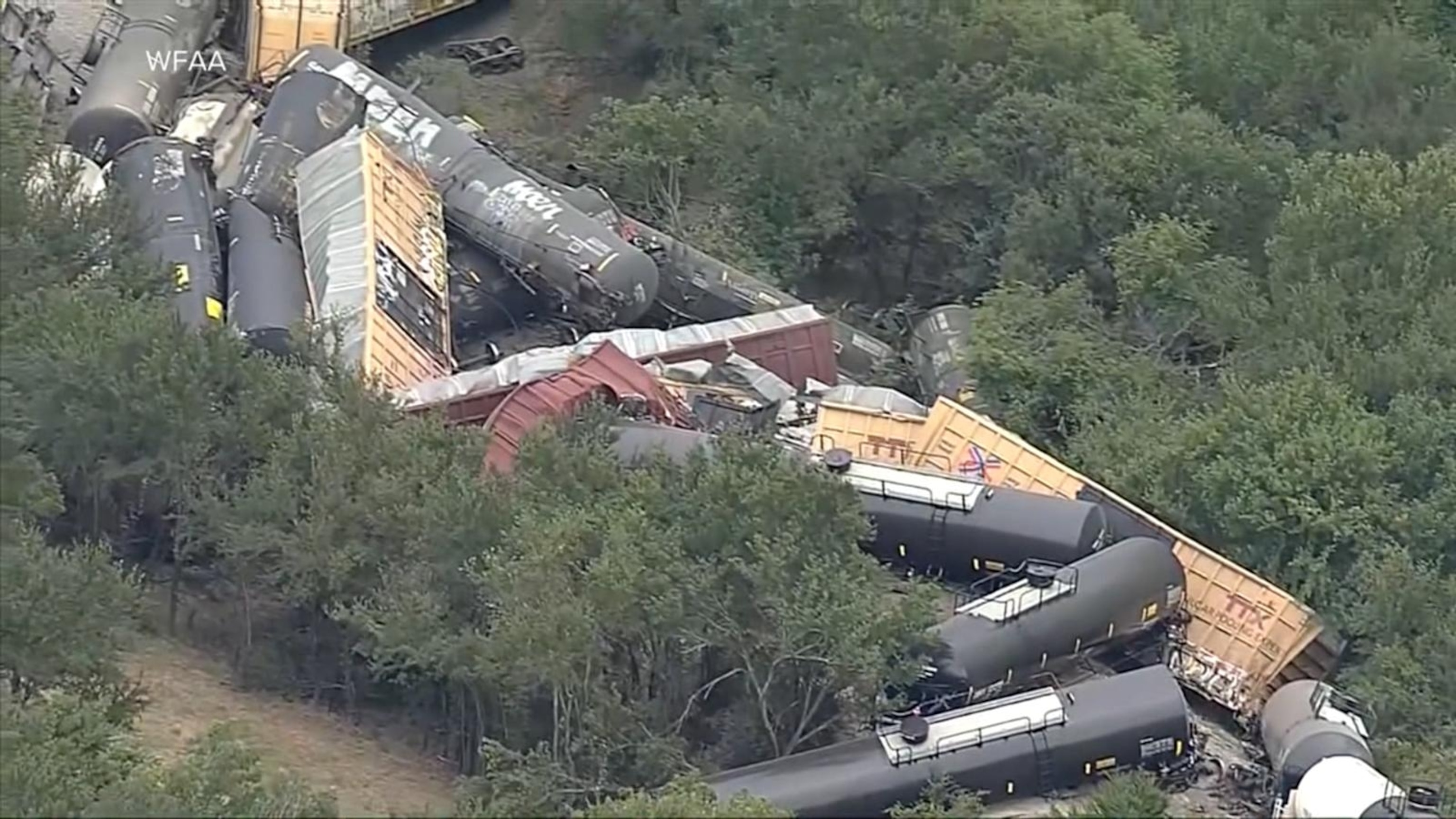 Hazardous materials possibly on train that derailed in Texas, officials say