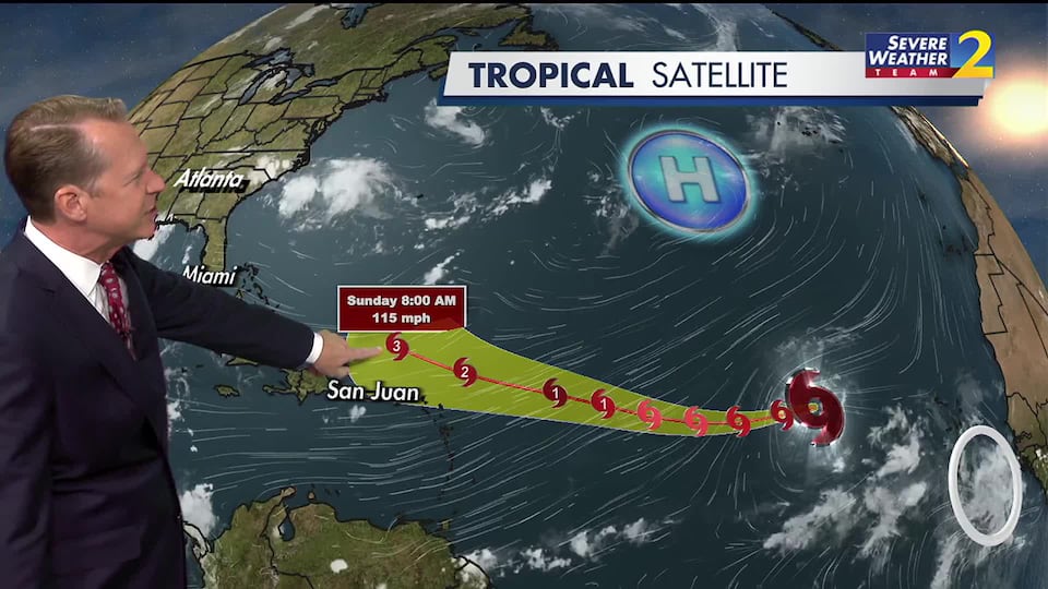 Tracking Tropical Storm Erin and systems behind it