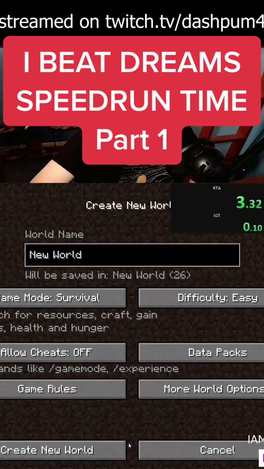 Minecraft Speedrun: I beat @dreamwastakenwastaken in his 1.16 time. I...