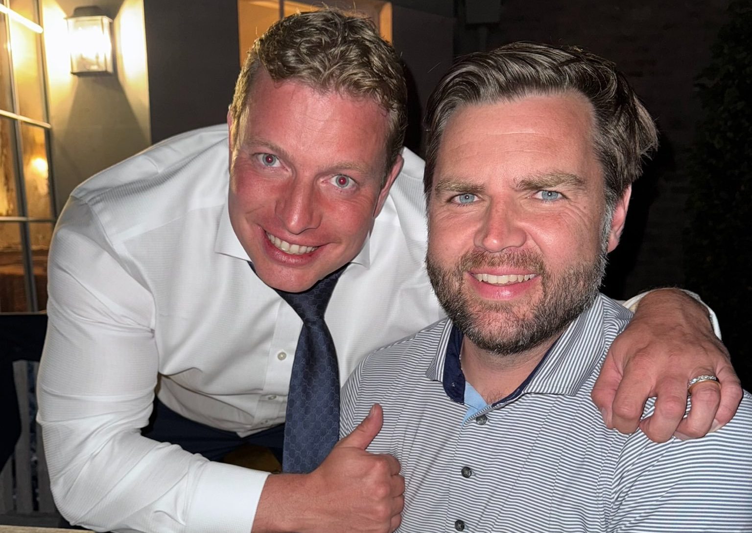 JD vance shares bbq with apprentice star Tom Skinner