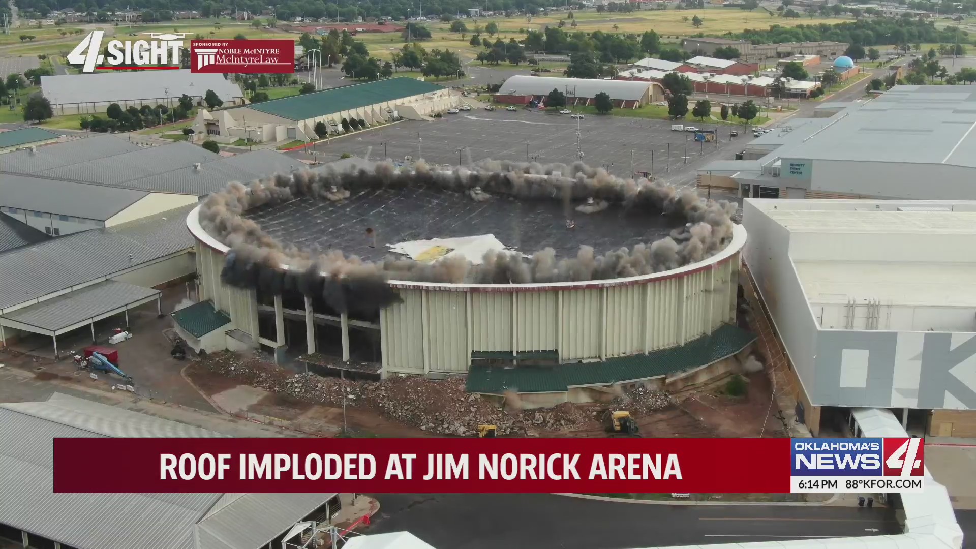 Roof imploded at Jim Norick Arena