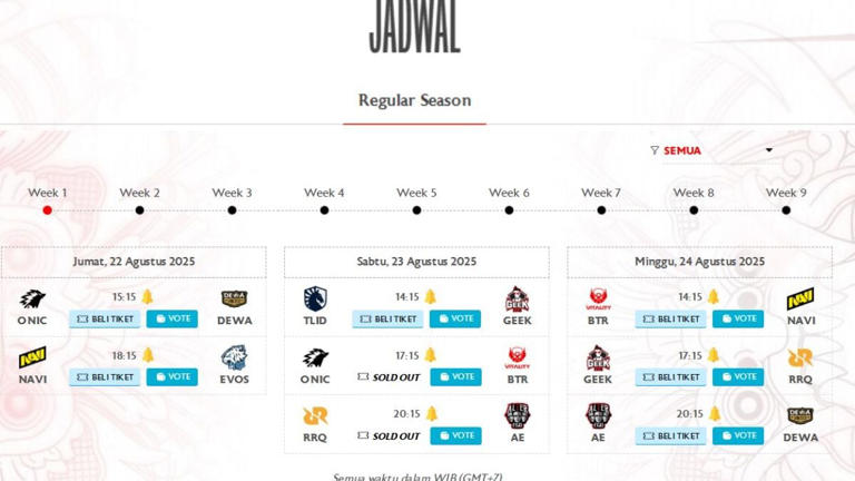 MPL ID S16 Dimulai 22 Agustus! Jadwal Week 1 Sajikan Duel Klasik dan Big Match Tak Terhindarkan!