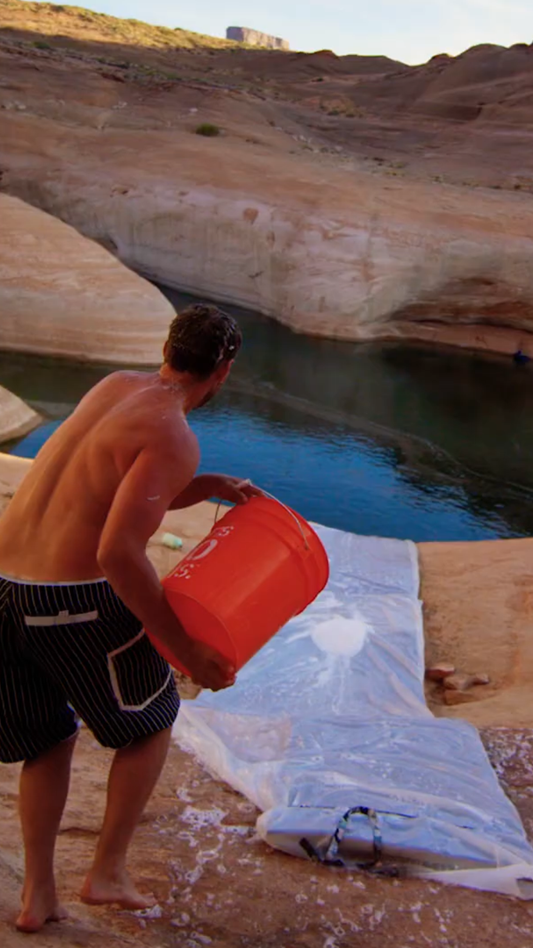 50-Foot Cliff Slip and Slide into Water