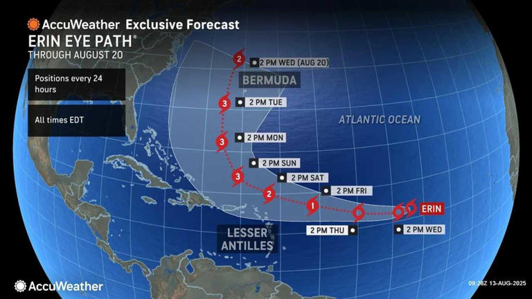 Erin Intensifying Over Atlantic, Could Threaten These Parts Of US East ...