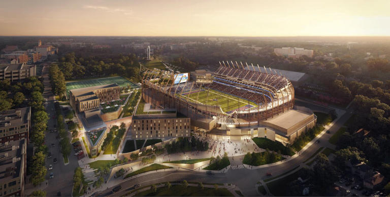 University of Kansas celebrates topping out of football stadium bowl