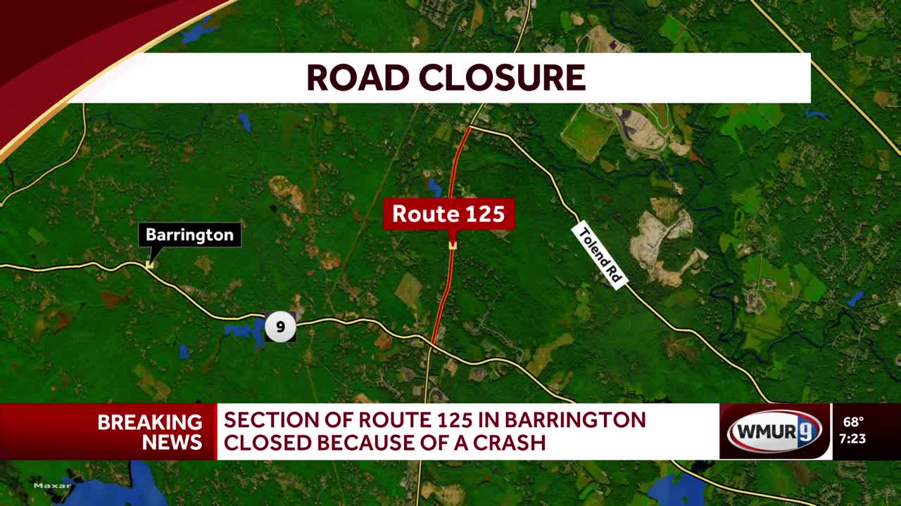 Crash shuts down section of Route 125 in Barrington