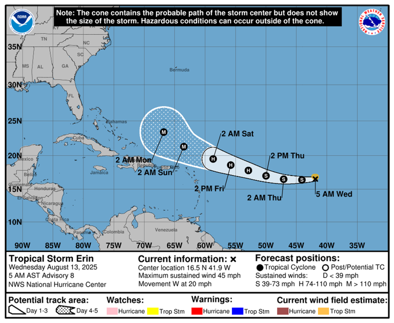 When will Erin become a hurricane? See the forecast timeline