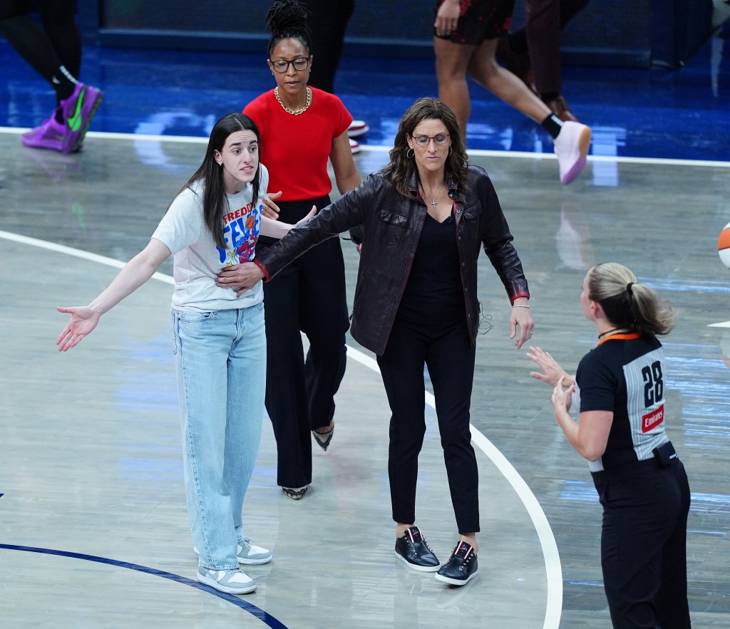 Caitlin Clark gets chippy with referee in heated moment after Fever’s ...