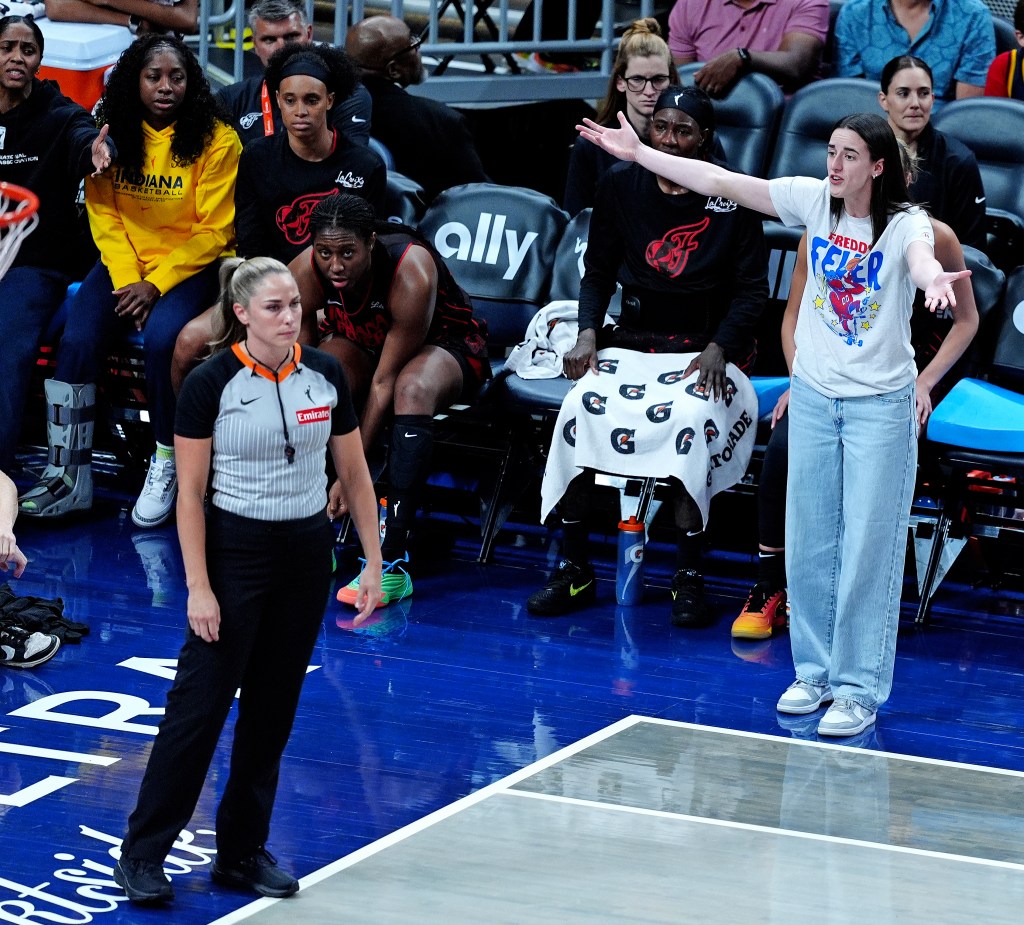 Caitlin Clark gets chippy with referee in heated moment after Fever’s ...