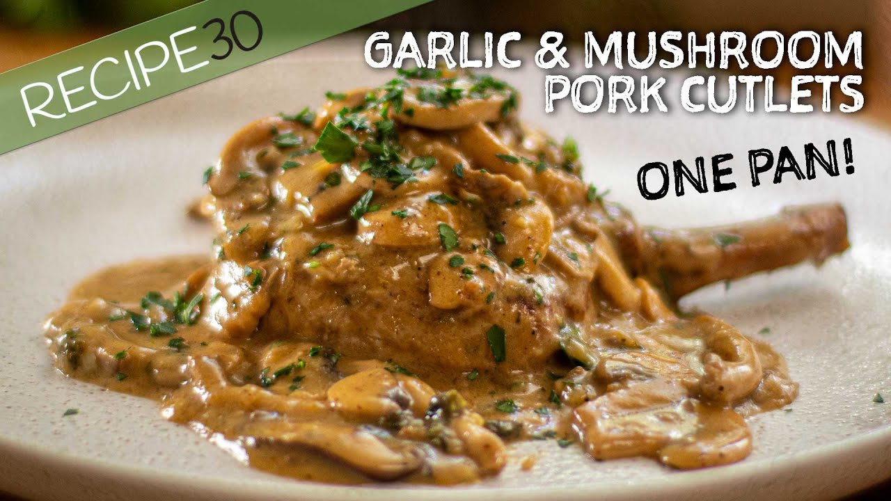 I made pork cutlets in creamy garlic sauce 🍄