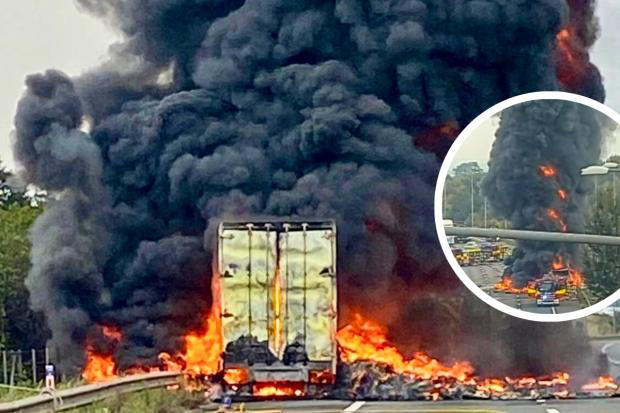 Watch: Shocking footage shows truck fire as M25 closed near Dartford ...