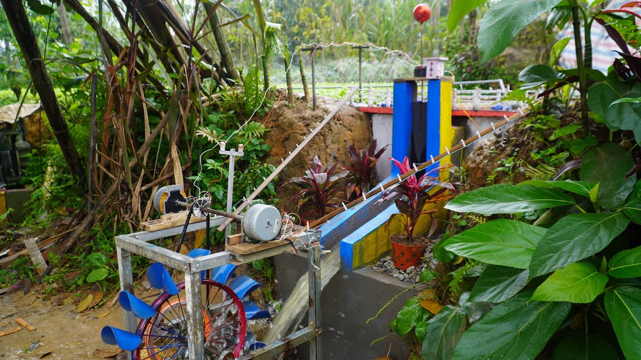 I Built a HYDROELECTRIC Power Plant to Light My Vegetable Garden