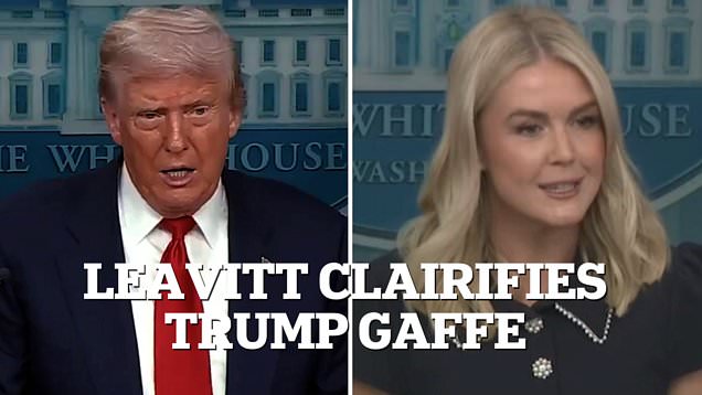 Karoline Leavitt clarify gaffe Trump made twice about Putin meeting