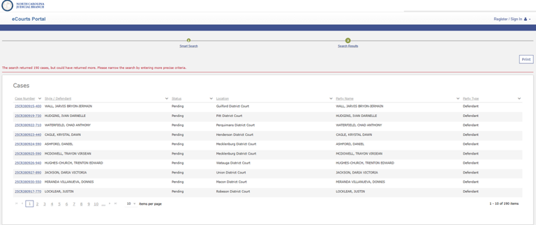 A guide to using North Carolina's online court records system