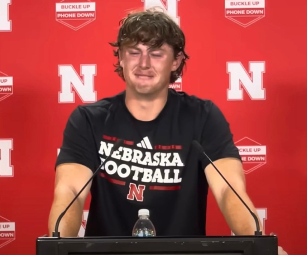 Nebraska punter Archie Wilson reduced to tears during press conference