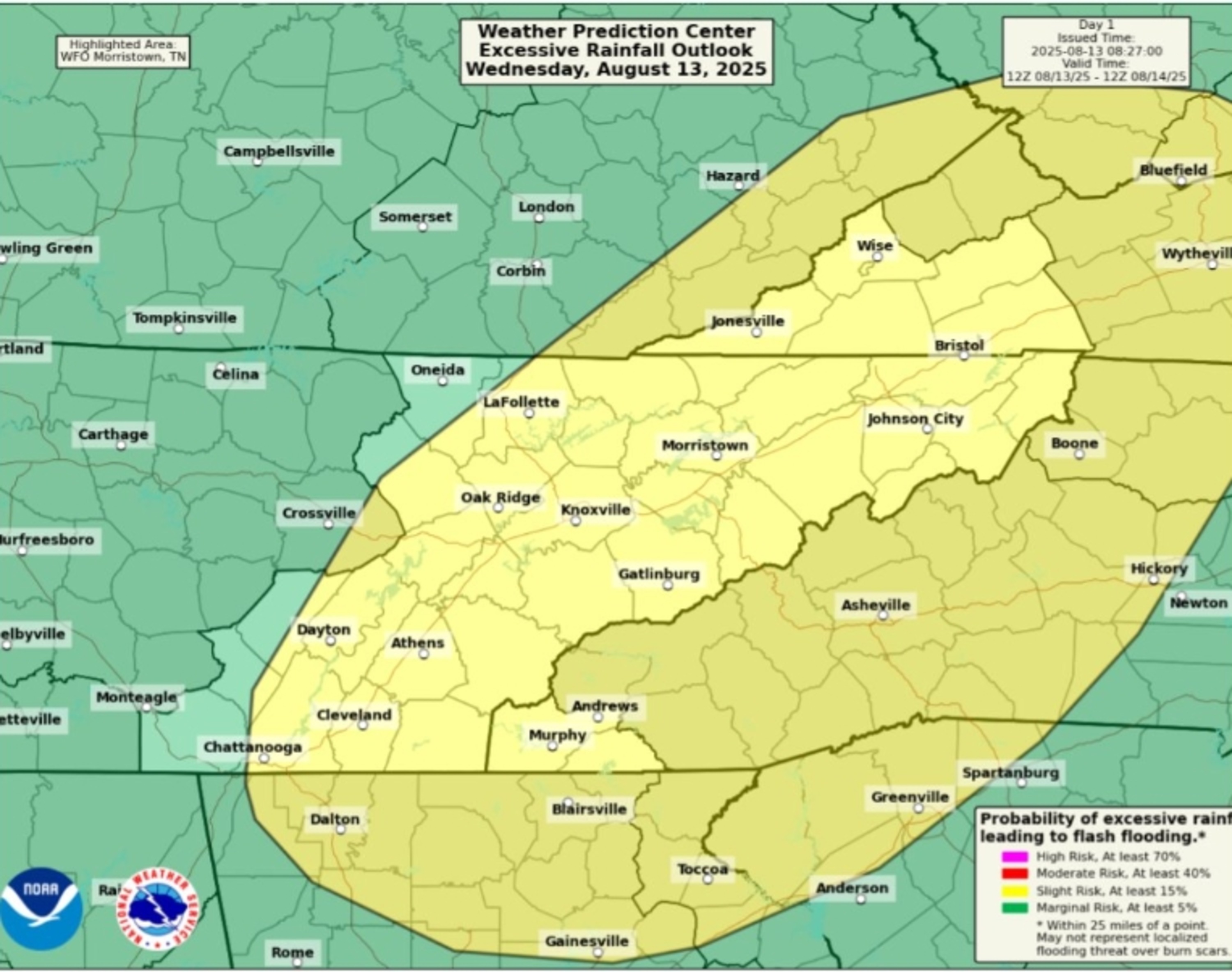 Tennessee flash flood map shows which cities could get hit hardest