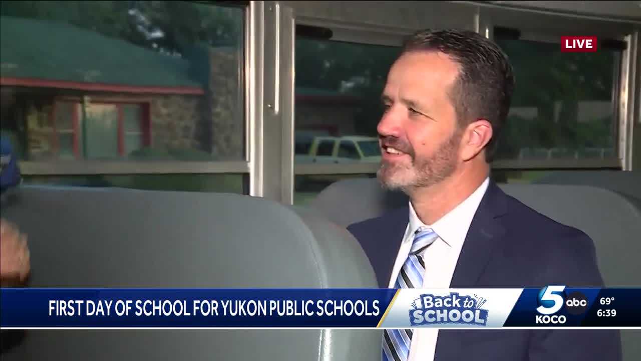 Yukon superintendent rides school bus with students on first day of class