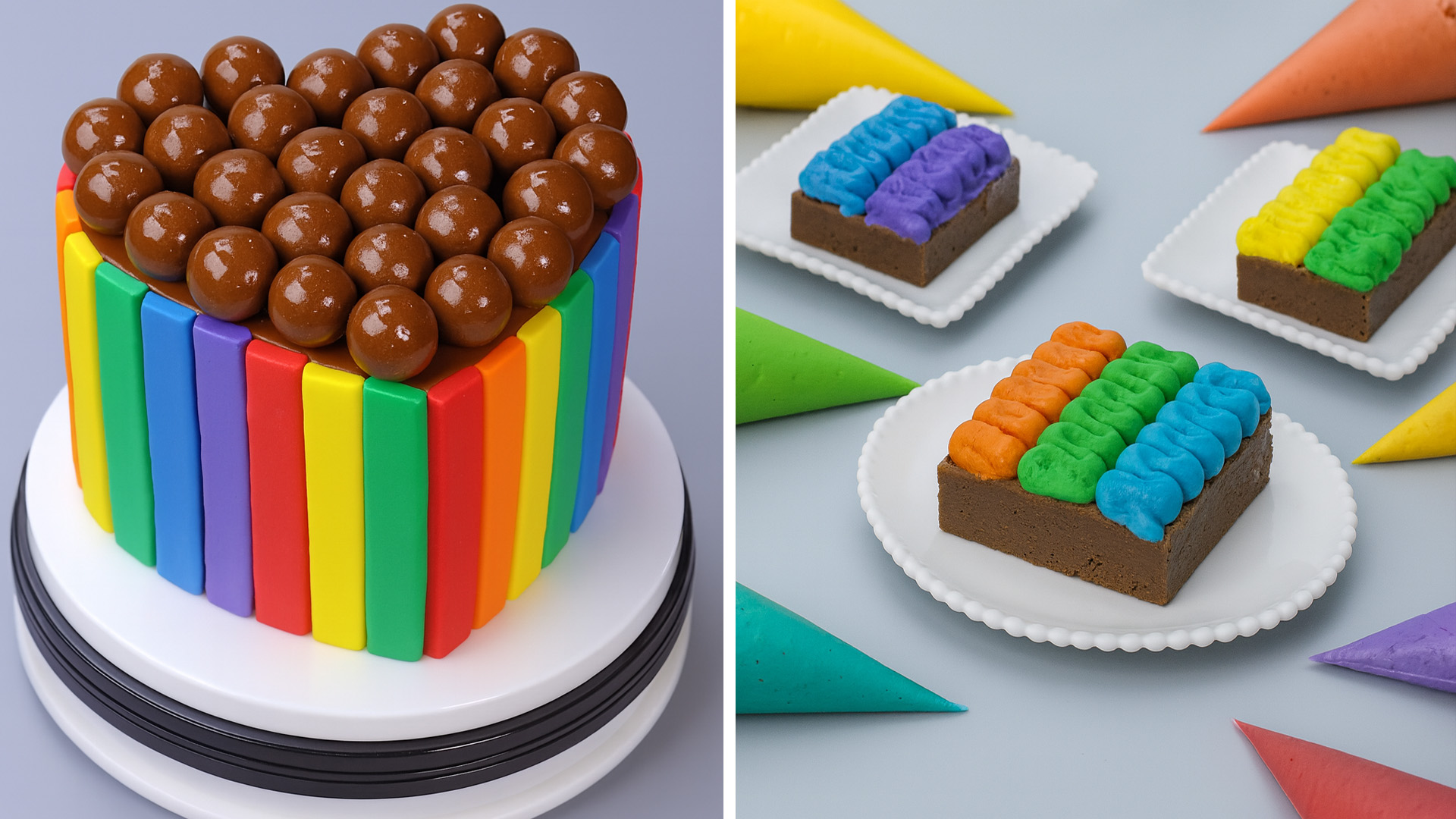 How to Make Rainbow Candy Cake and Colorful Frosted Brownies