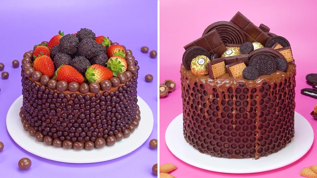Chocolate Layer Cakes with Fruit and Cookie Toppings – Dessert Videos