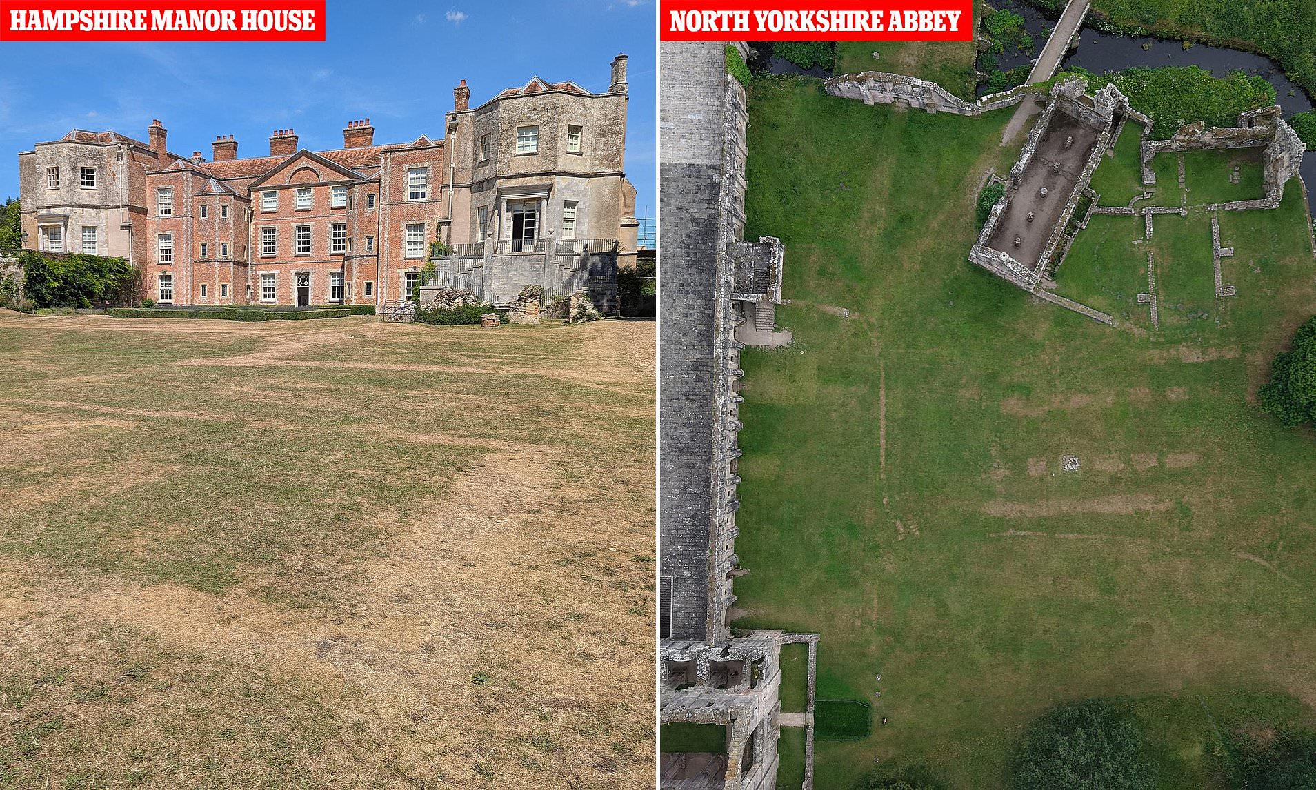 Heatwave reveals 'ghost' buildings at historic properties: Remains of ...