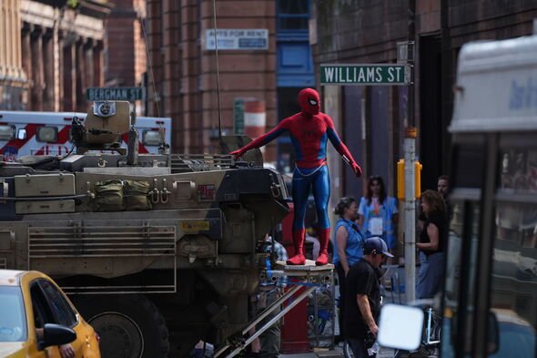 Spider-Man stunt double seen racing through Glasgow on military vehicle