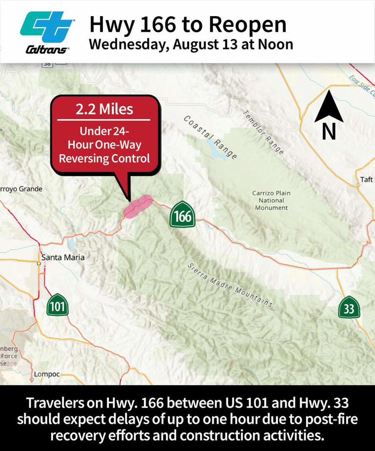 Highway 166 reopens in SLO County. Here's where to expect delays