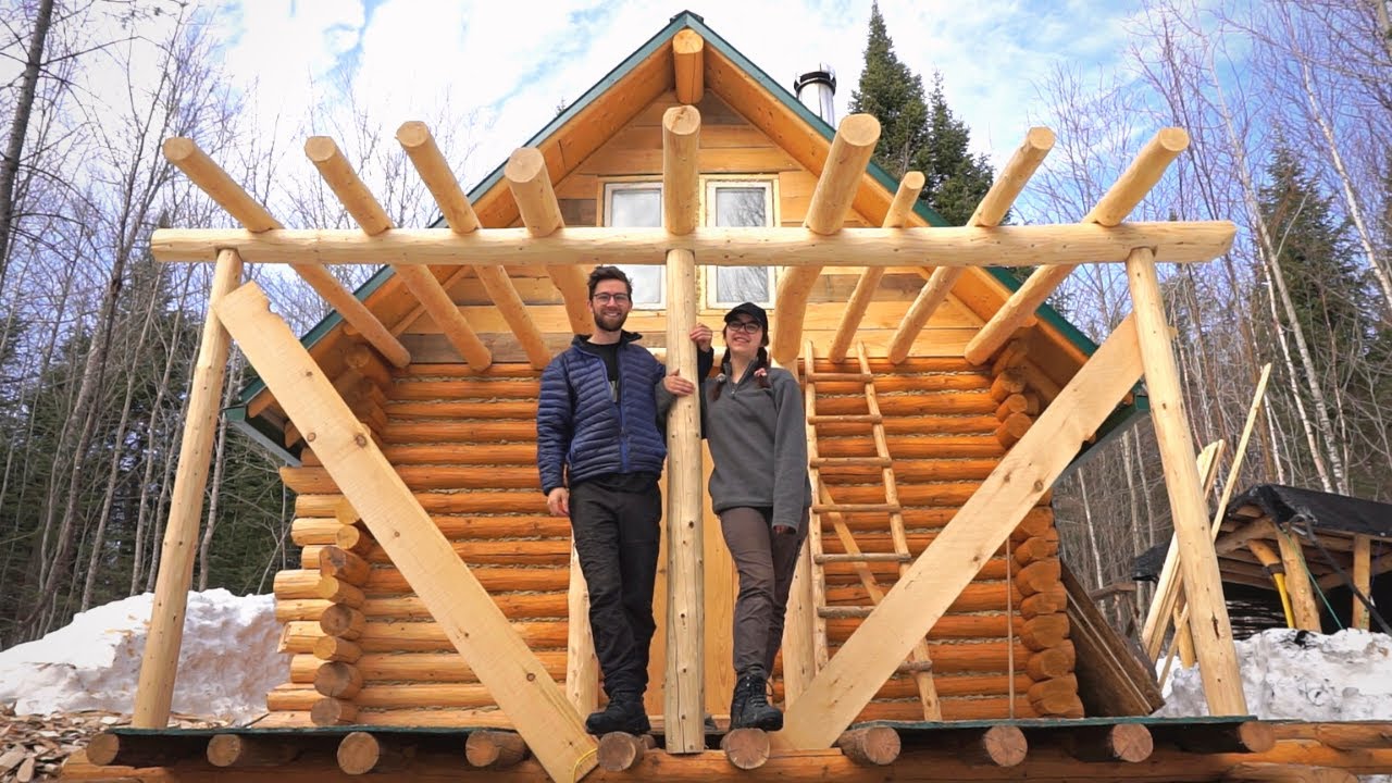 Building A Log Cabin |Finally spring! Using green logs to build our ...