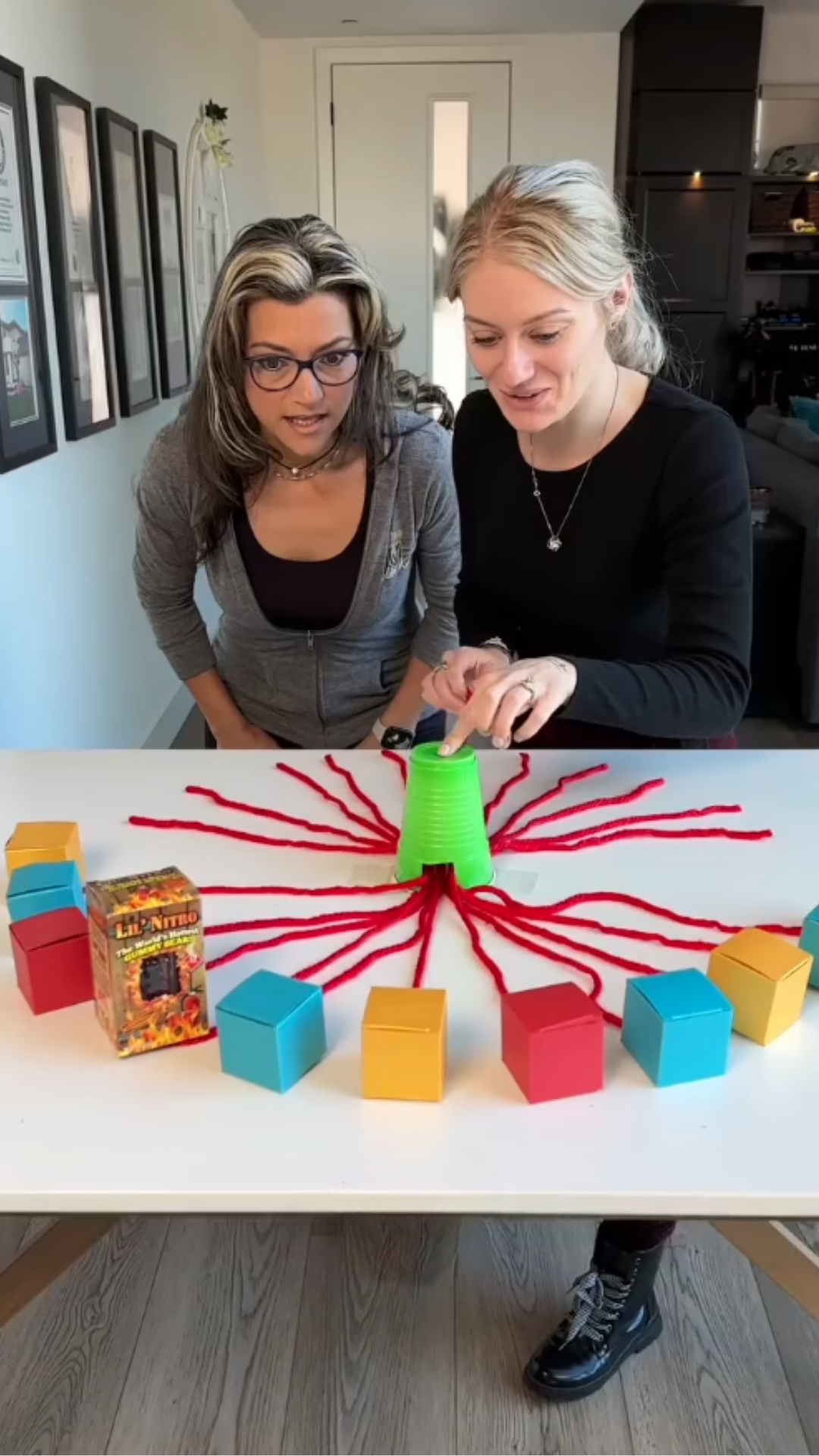 Gummy bear string pull challenge
