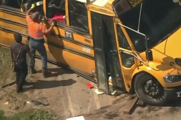 Horror as nine kids injured after Texas school bus rolls over in ...
