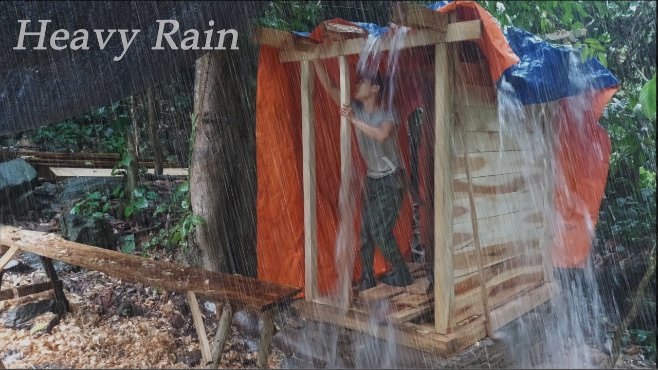 One Year Alone in the Forest: Rainy Day Toilet Build, Sauna & Off-Grid Life