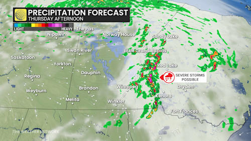 Severe weather risk shifts into Manitoba, NW Ontario