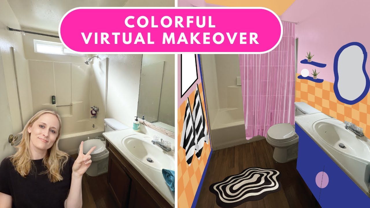 Design a funky 80s bathroom using clever renter-friendly hacks