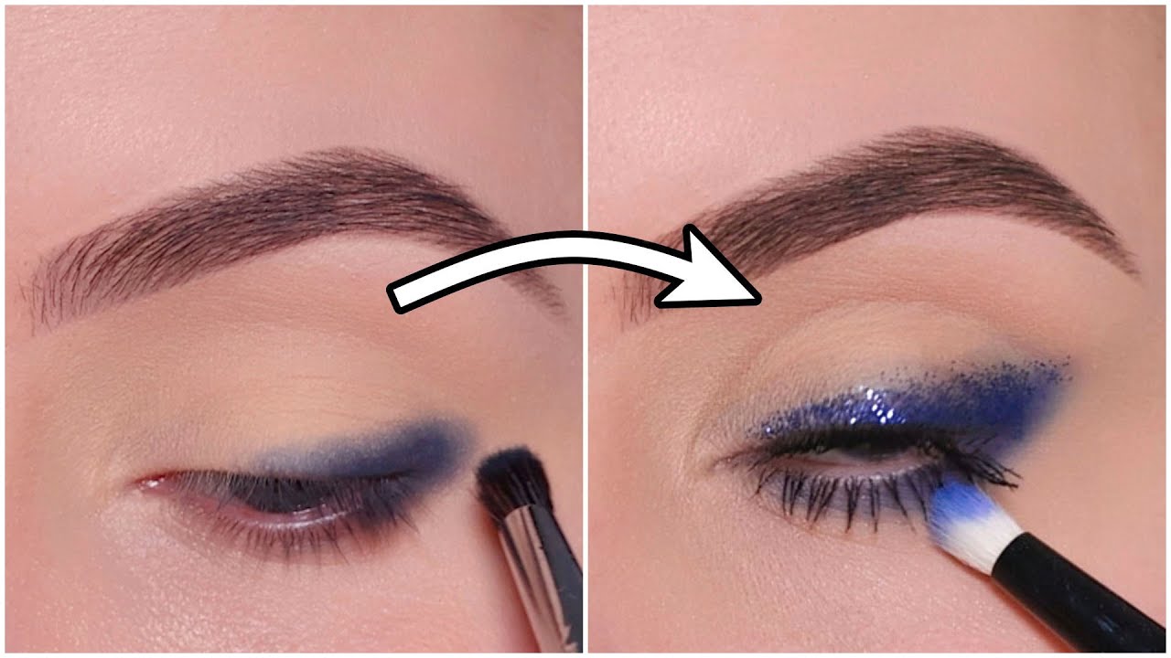Effortless Blue Glitter Eye Makeup Tutorial