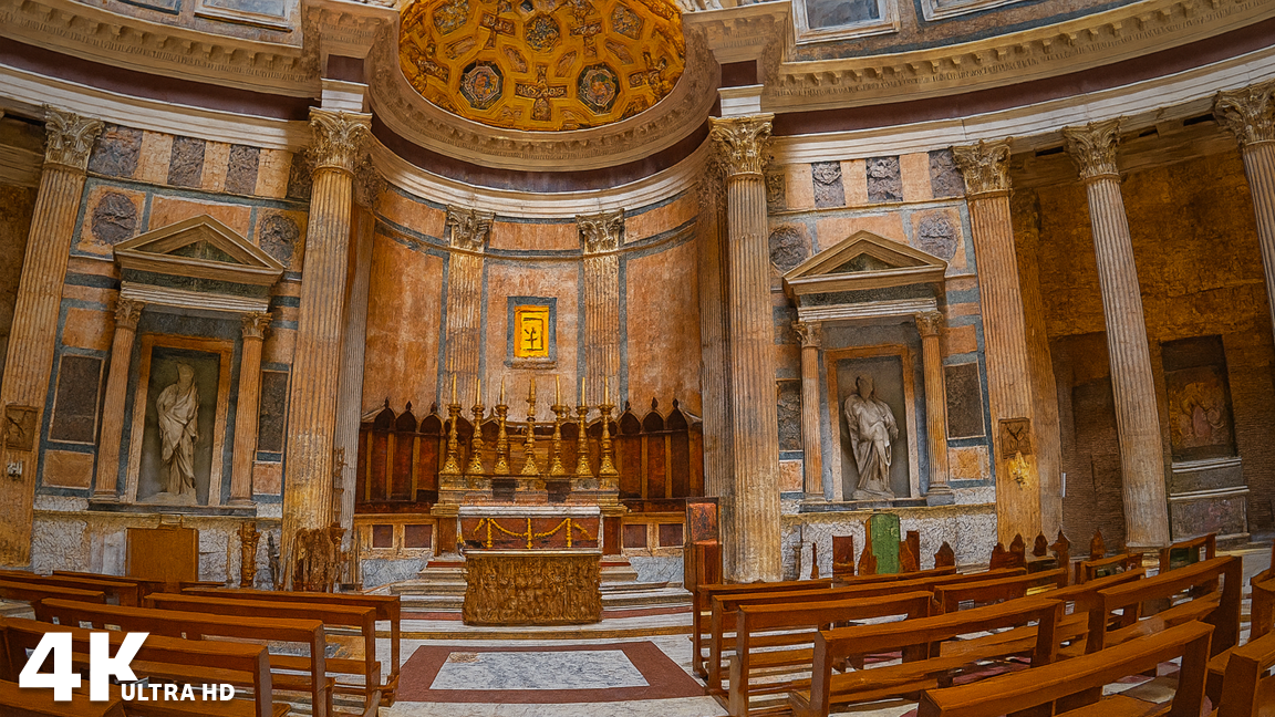 Trevi Fountain and Pantheon Walking Tour in Rome, Italy (4K)