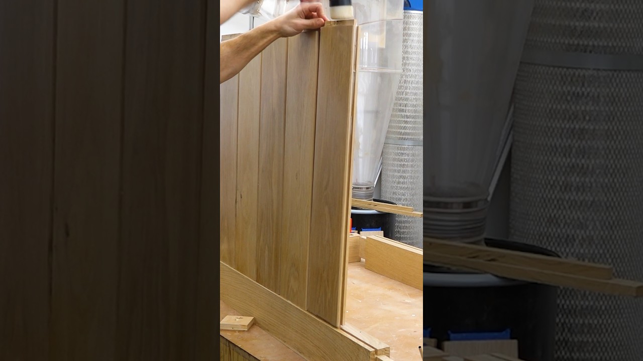 Glueing up the island end panels #woodshop #kitchencabinets #whiteoak